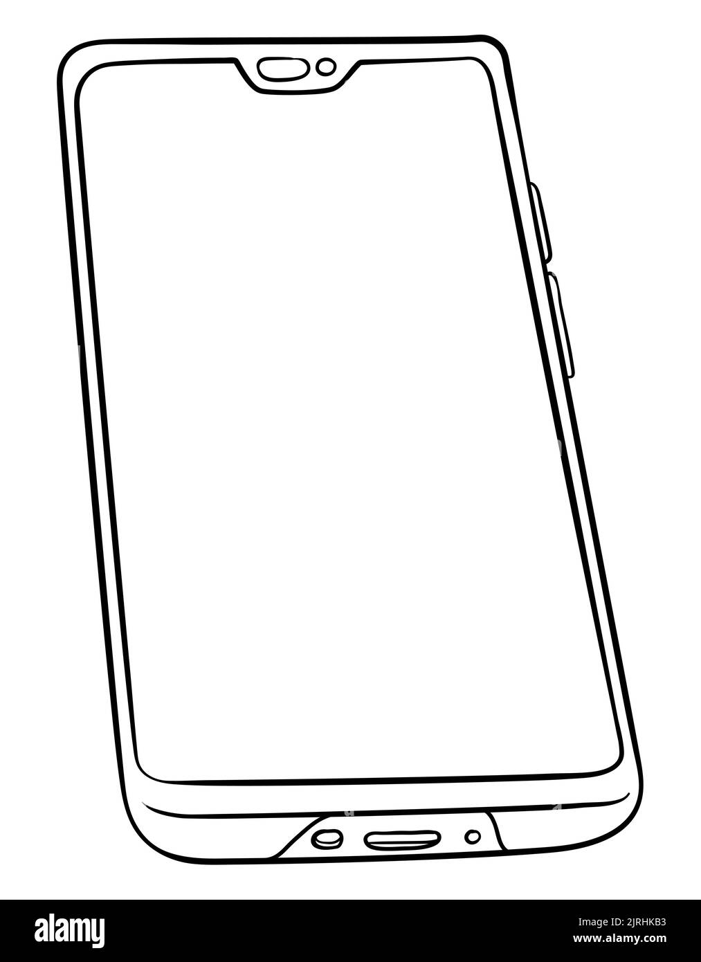 Outline design of slim smartphone, with view from above, ready to ...