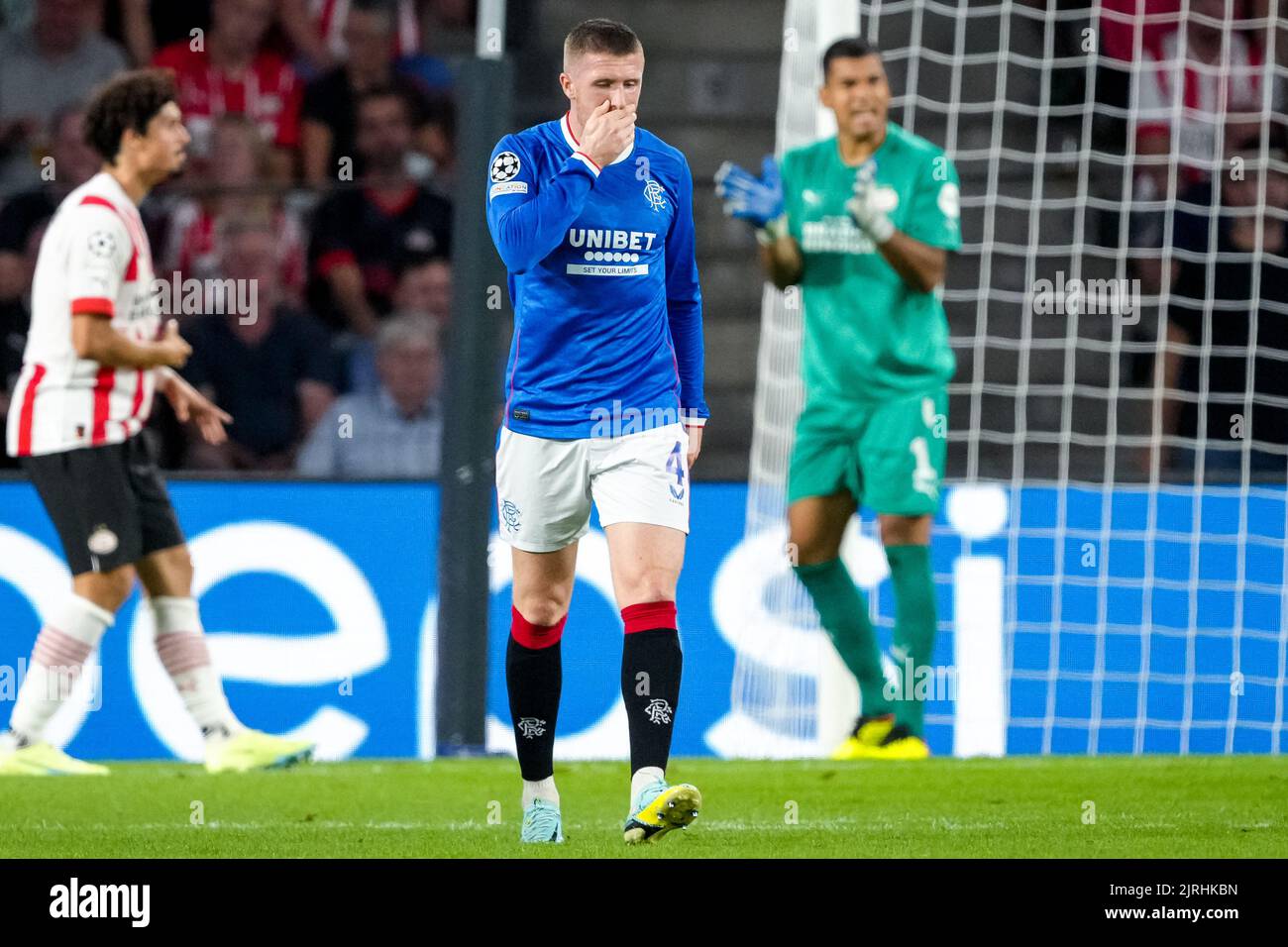 EINDHOVEN, NETHERLANDS - AUGUST 24: John Lundstram of Rangers reacts ...
