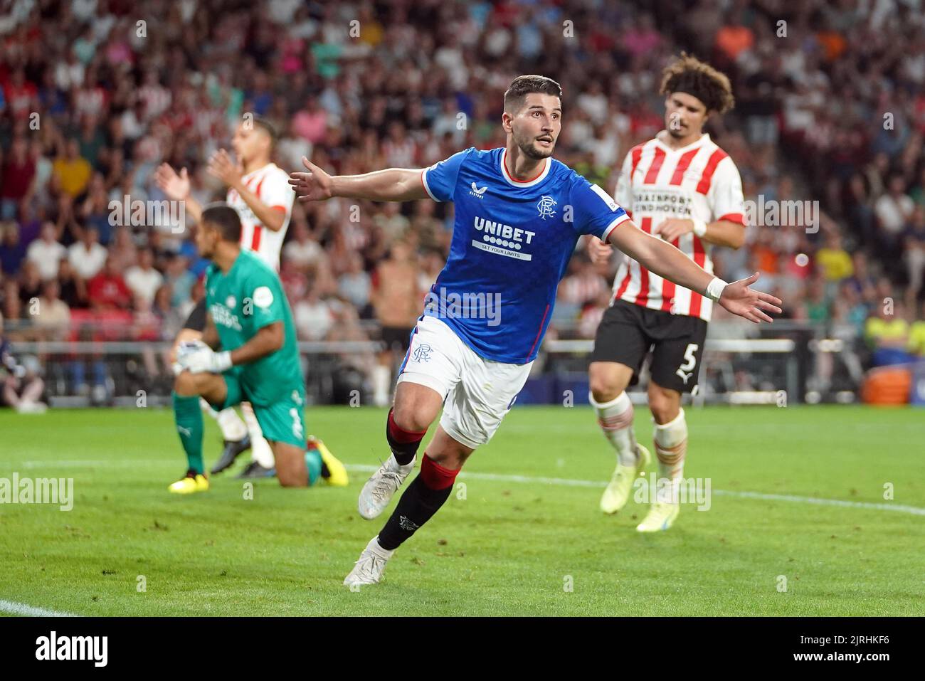 Rangers' Antonio-Mirko Colak celebrates scoring their side's first goal ...