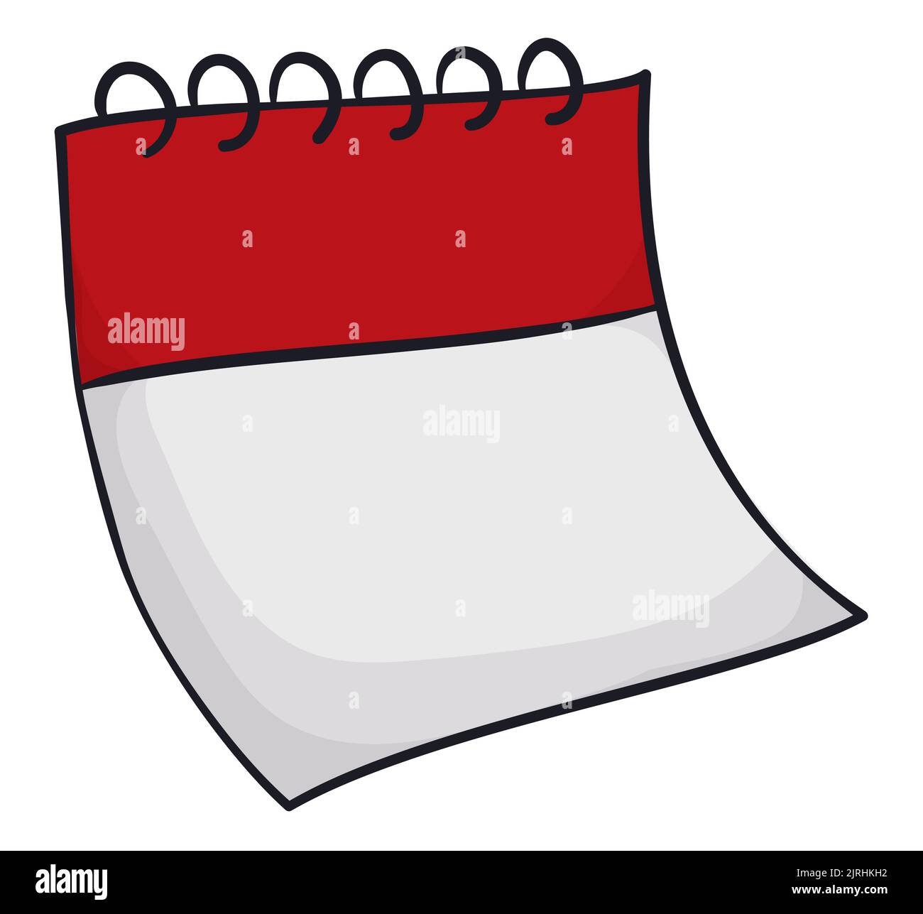 Loose-leaf calendar with empty date. Design in cartoon style, isolated ...