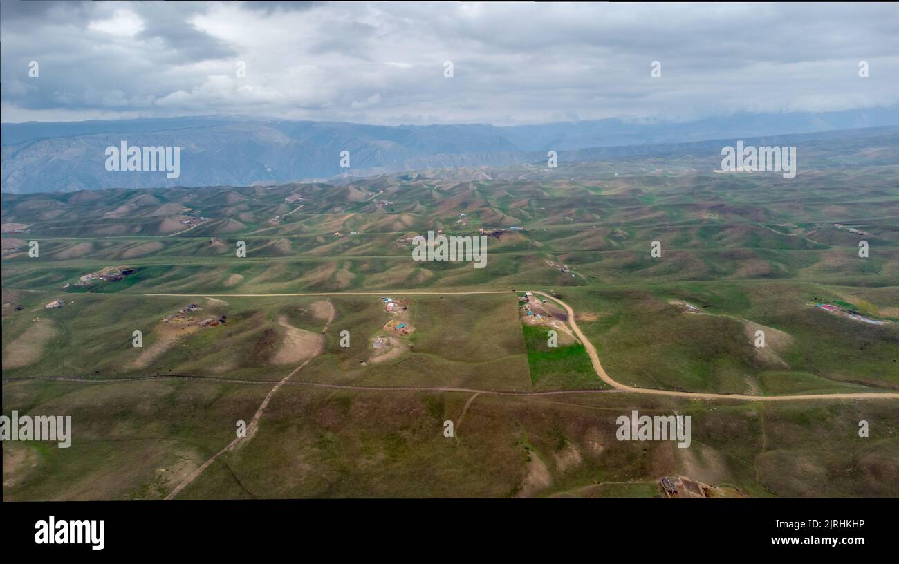 An aerial view of the green fields Stock Photo - Alamy