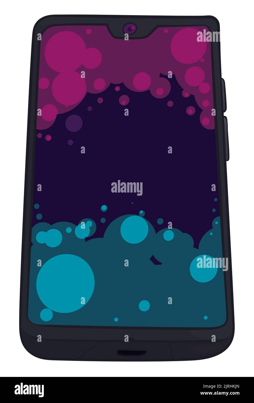 Smartphone in cartoon style showing on the display a colorful ...