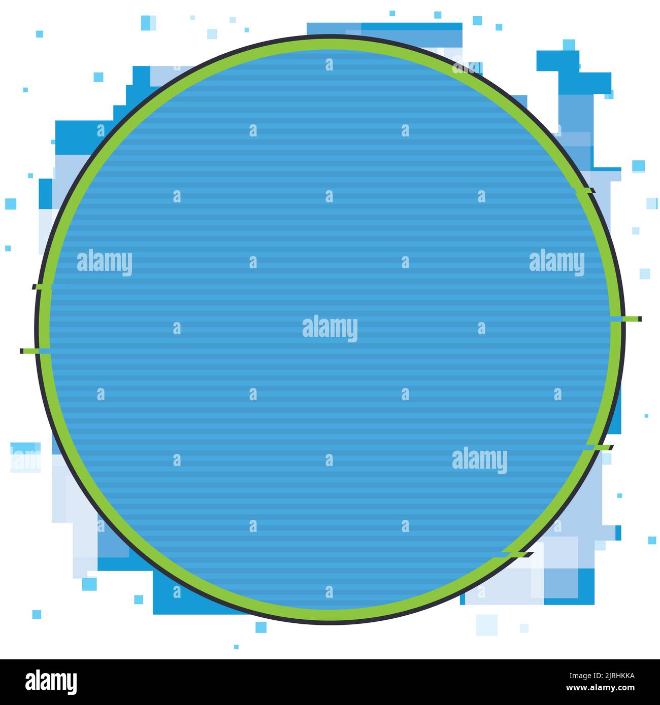 Blue round button with pixels around it, and scan lines Stock Vector ...