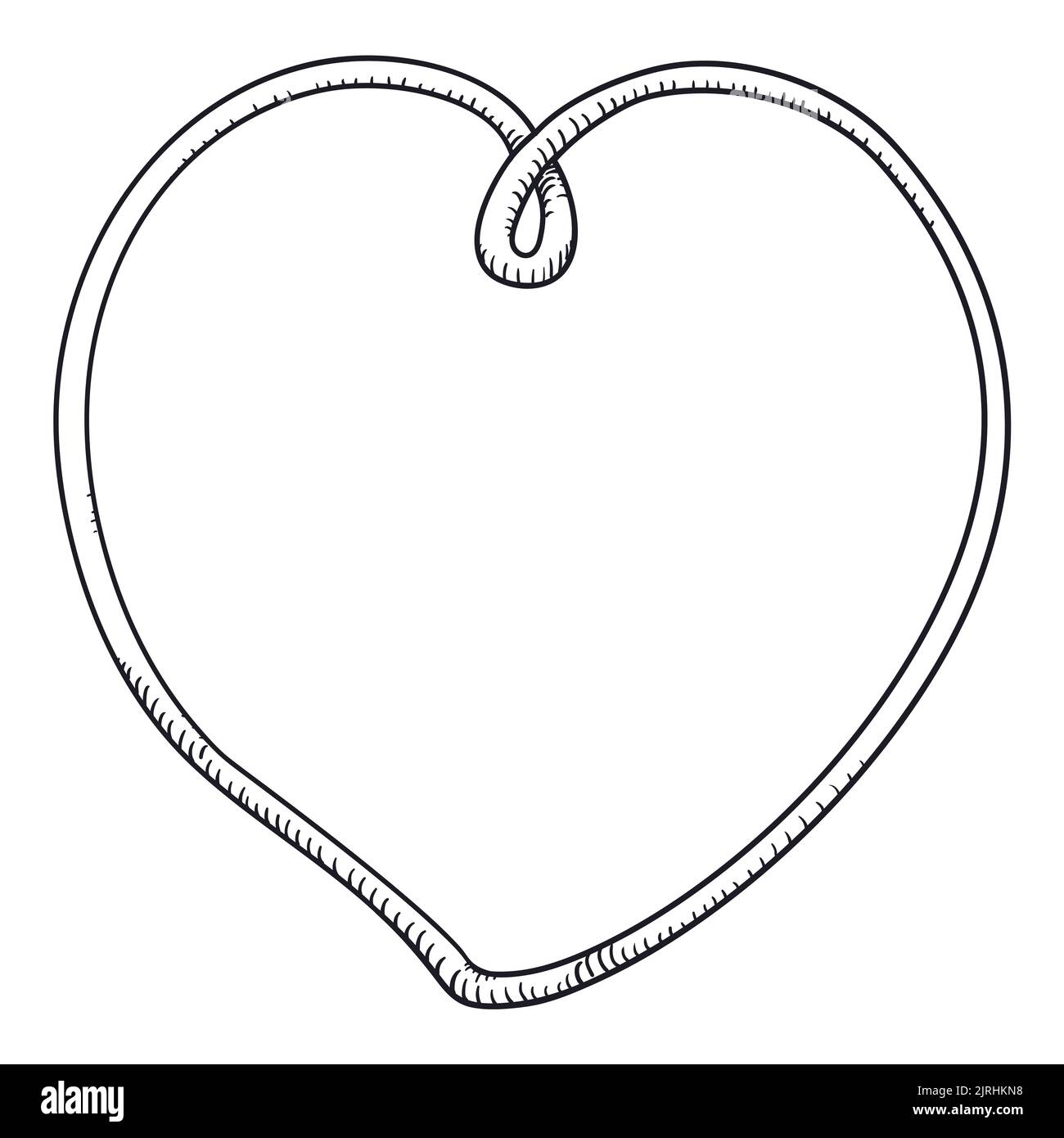 Hand drawn design of a long cord forming a heart shape template, ready ...