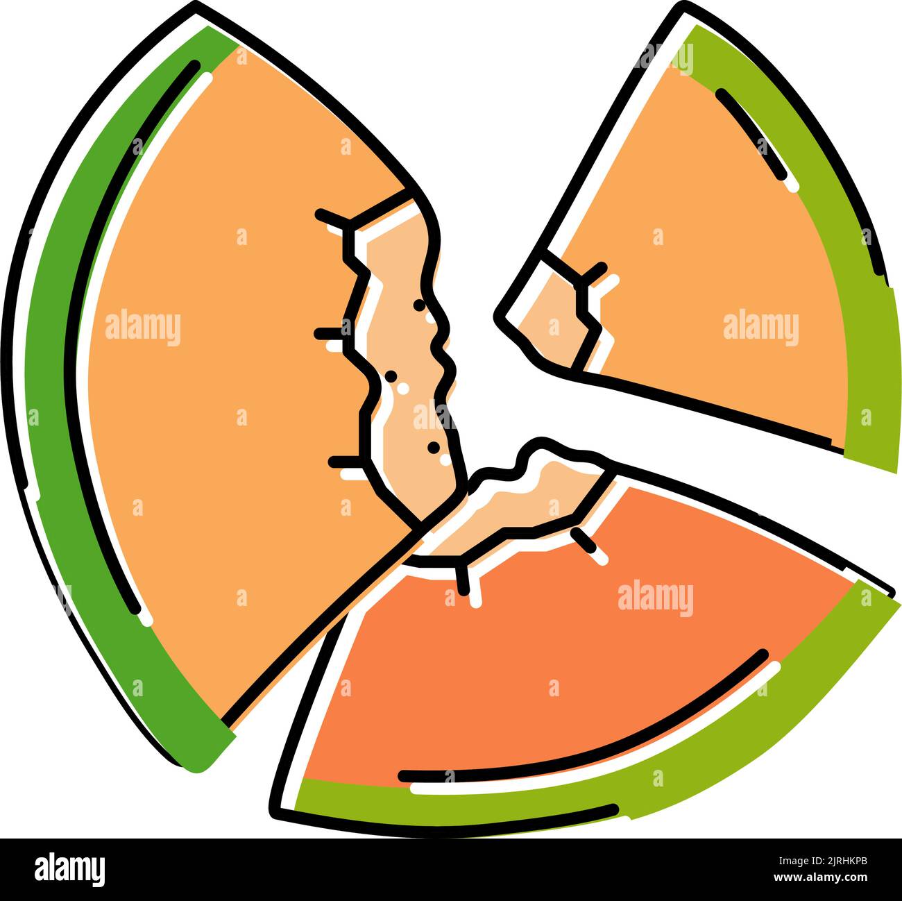 cut slice green melon cantaloupe color icon vector illustration Stock ...