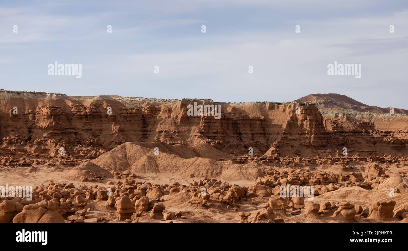 Red Rock Formations and Hoodoos in the Desert at Sunrise Stock Photo ...