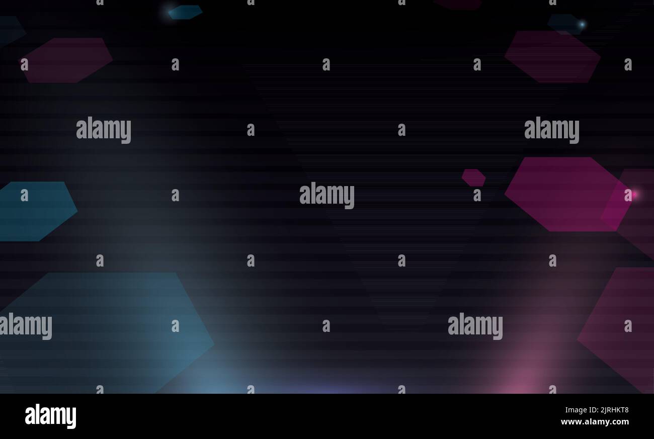 Black background template with blue and pink hexagons and same color ...