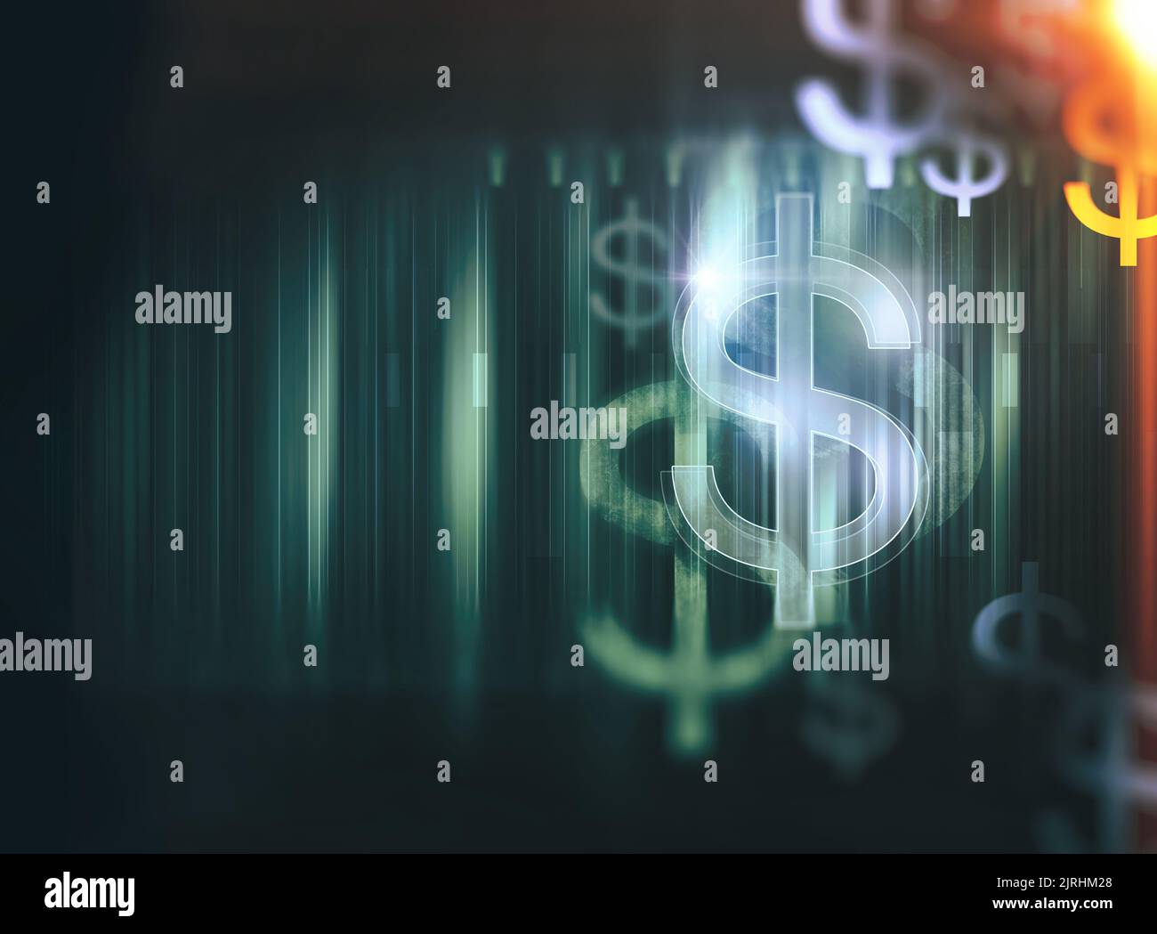 financial symbol and dollar sign on technology abstract background ...