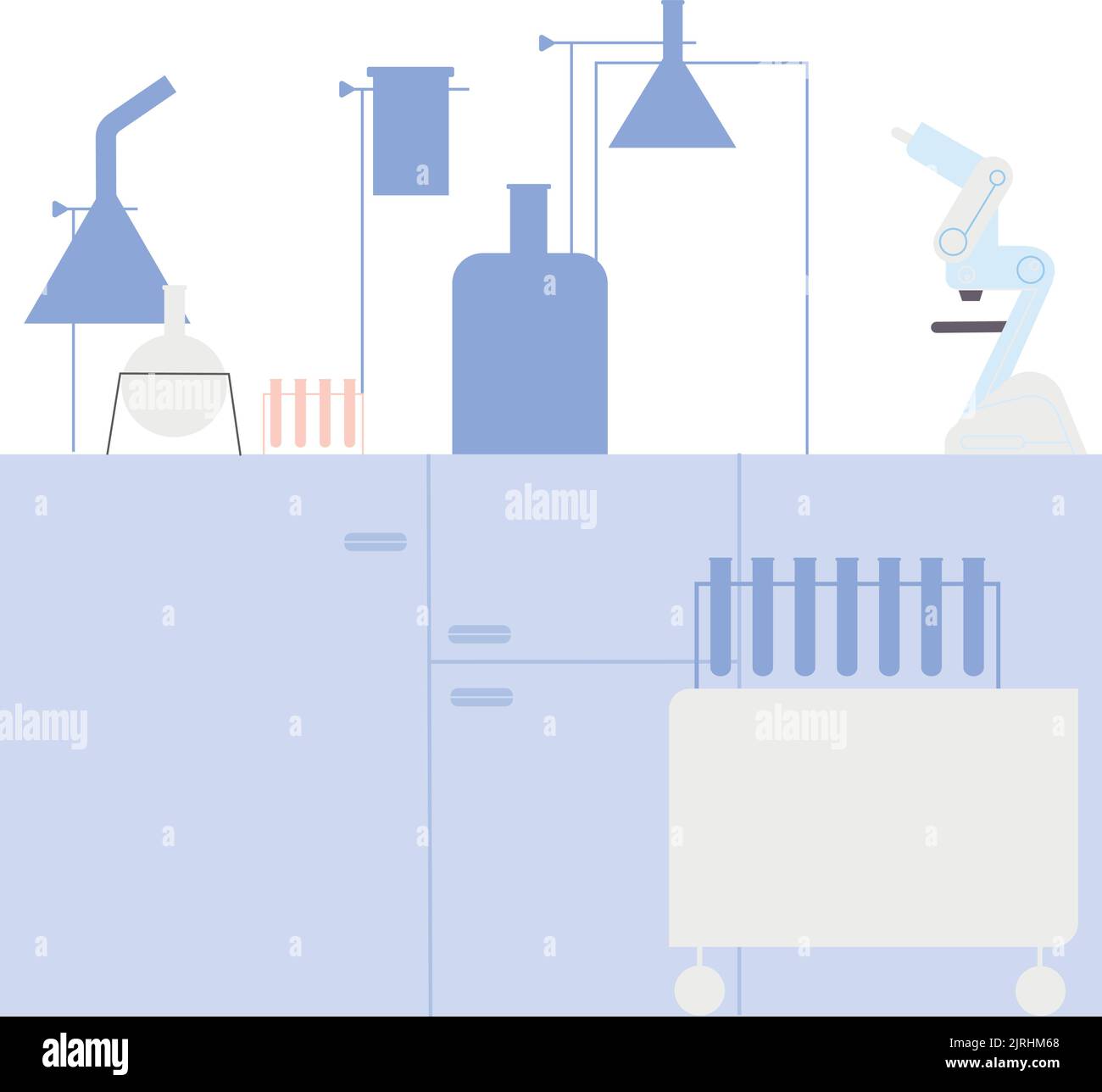 Laboratory Table With Chemical Experiment Equipment Scene Background