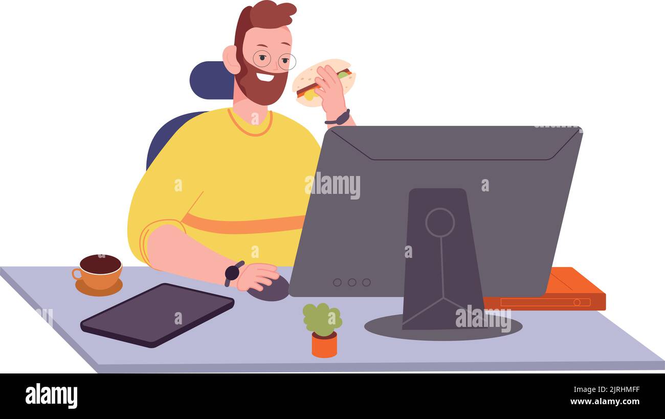 Lunch worker in office Stock Vector Images - Alamy