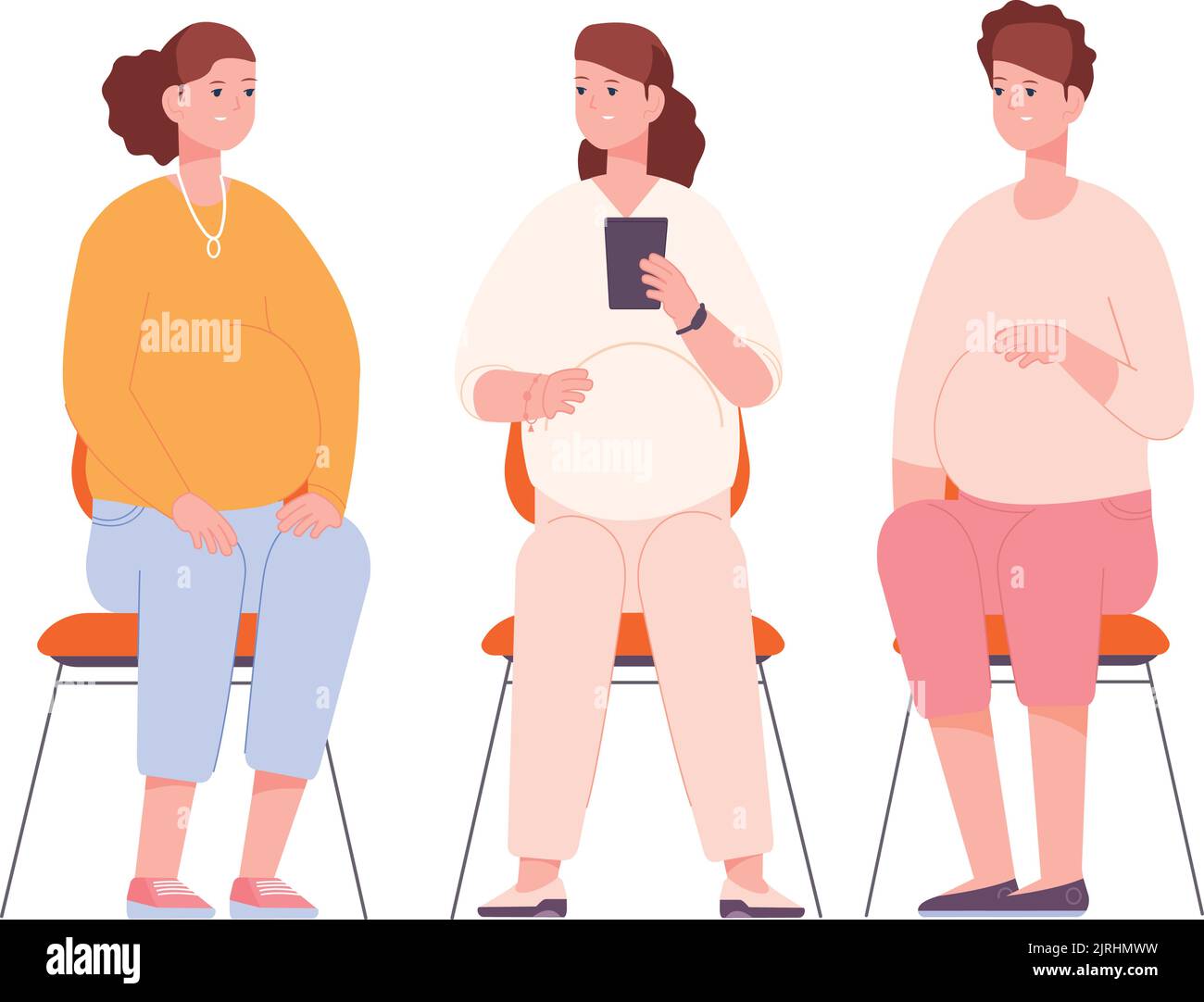 Maternity preparation seminar. Pregnant women talking together isolated ...