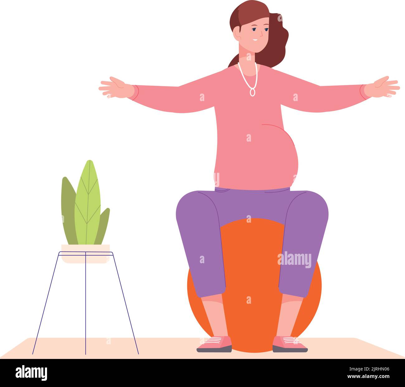 Pregnant woman doing exercise. Healthy pregnancy lifestyle isolated on white background Stock ...