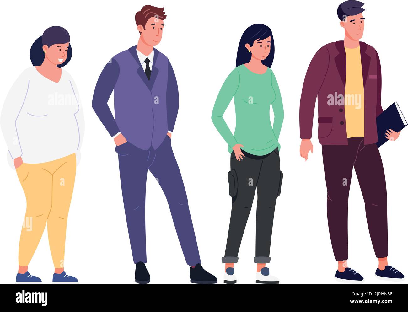 Students standing. Different young people. Business team isolated on ...