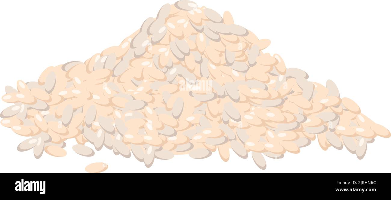 Rice pile icon. Cartoon white asian seed isolated on white background ...