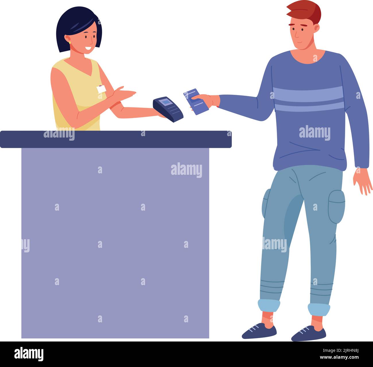 Man paying with smartphone. Mobile payment in store isolated on white ...