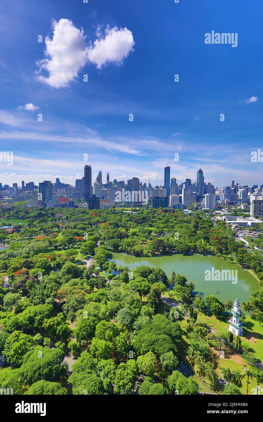Bangkok city skyline and Lumphini Park, Bangkok, Thailand Stock Photo ...