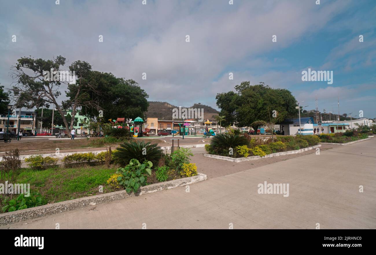 San Vicente, Manabi / Ecuador - August 20 2022: People walking through ...
