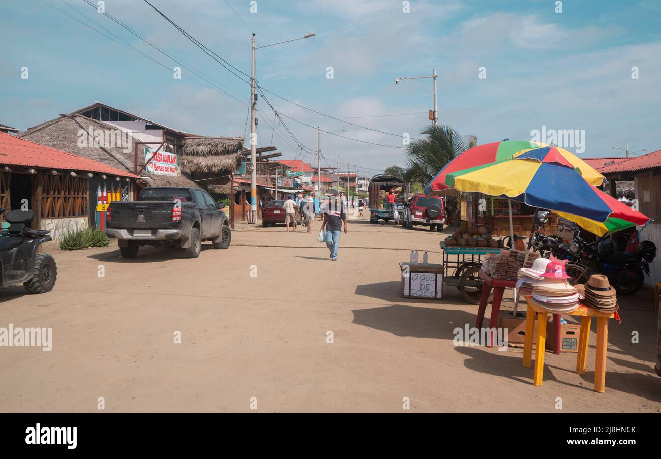 Canoa, Manabi / Ecuador - August 20 2022: People walking along the ...