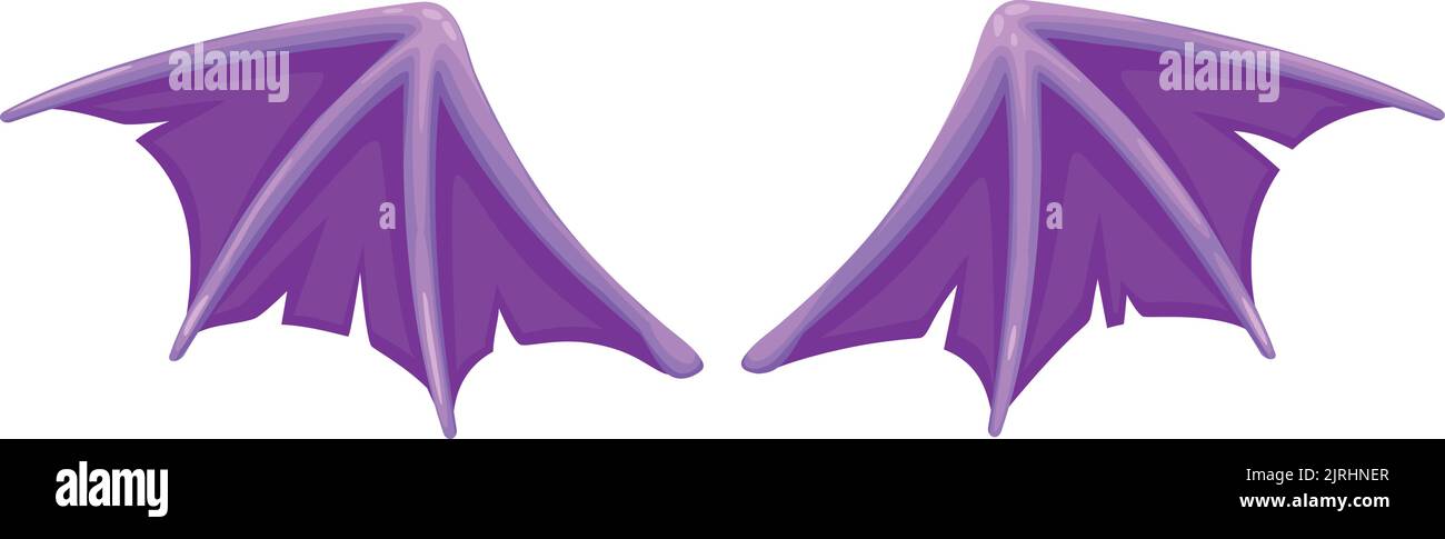 Purple wings. Flight symbol. Fantasy creature sign isolated on white ...