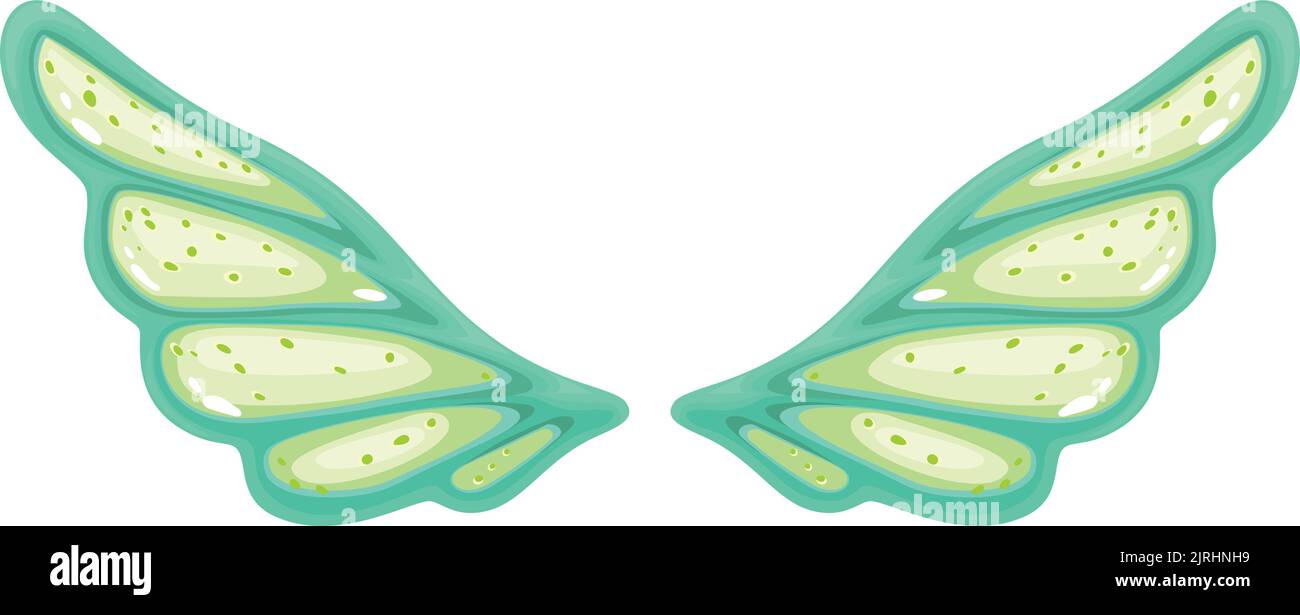 Cute green wings. Ancient natural creature flying symbol isolated on ...
