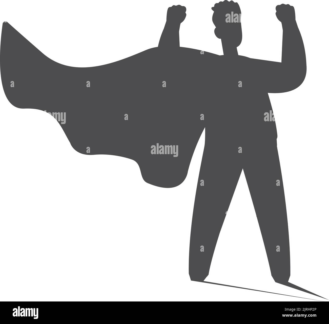 Black superhero silhouette. Brave man with waving cape isolated on ...