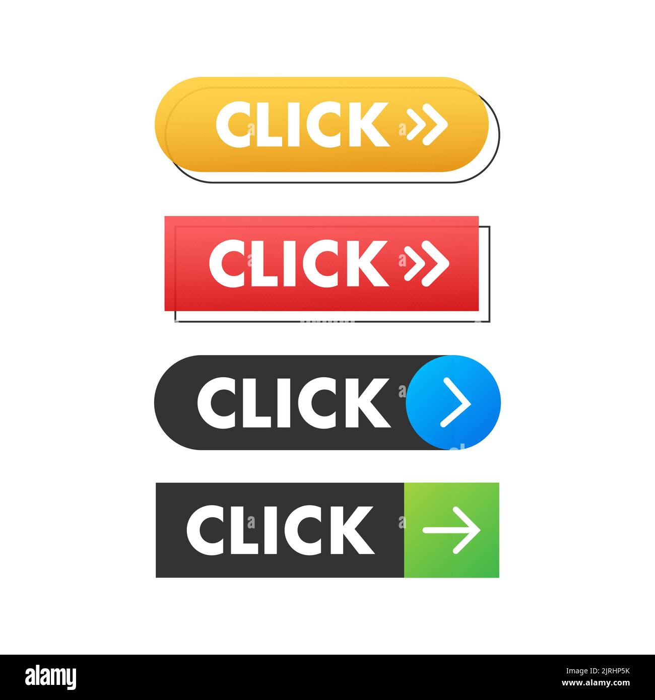 Yellow click on white background. Digital download. Click here vector ...