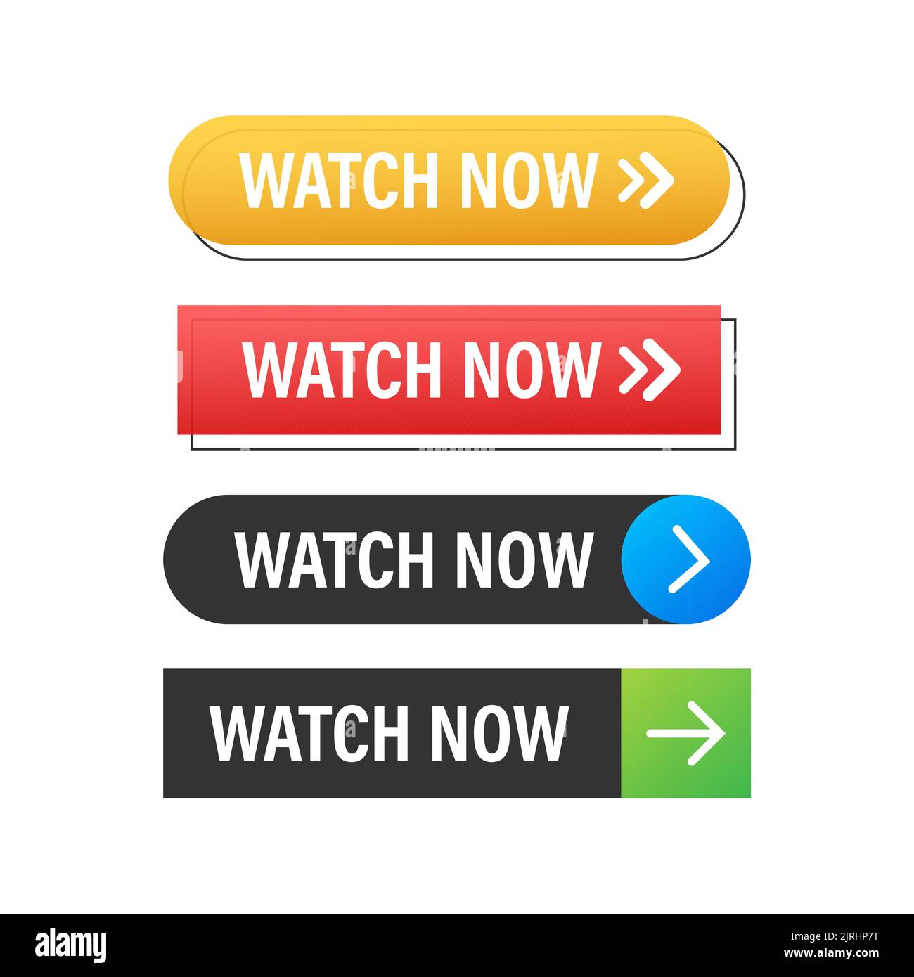 Watch now button in flat style on white background. Isolated vector ...