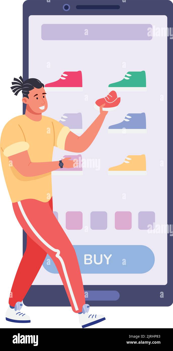 Choosing smartphone mobile shop Stock Vector Images - Alamy