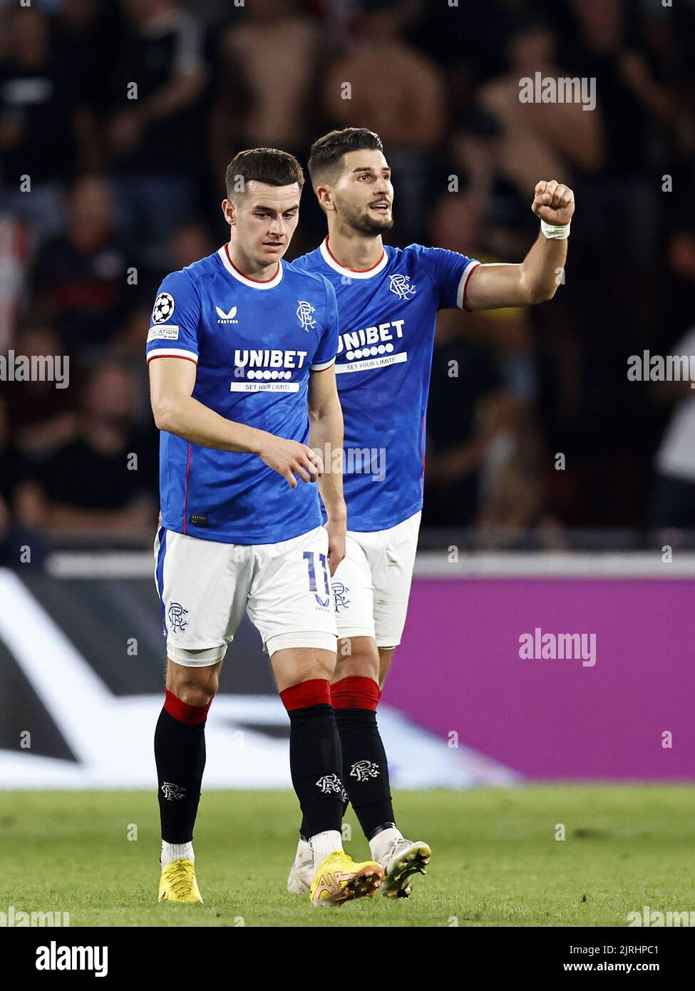 EINDHOVEN - (lr) Ryan Kent of Rangers FC, Antonio Colak of Rangers FC ...