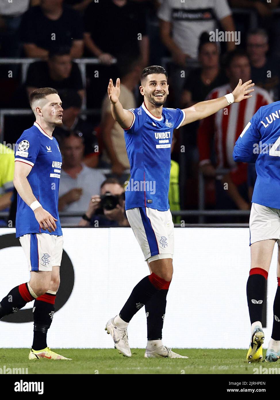 EINDHOVEN - (lr) Ryan Kent of Rangers FC, Antonio Colak of Rangers FC ...