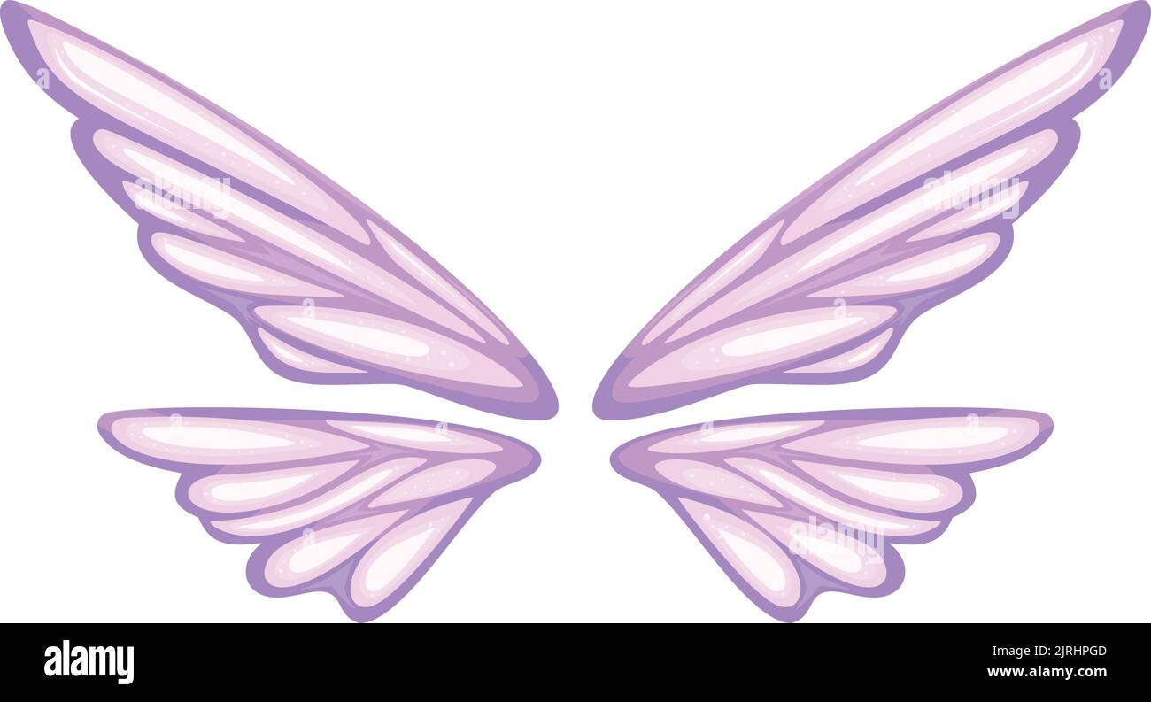 Magic creature wings. Cartoon cute fairy icon isolated on white ...