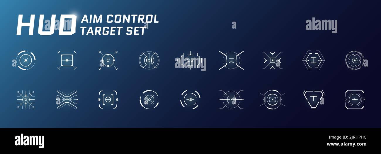 HUD aim control target system set. GUI and FUI interface. Futuristic ...