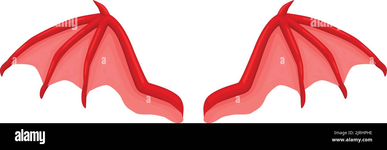 Red bat wings. Devil symbol. Mythical dragon fly sign isolated on white ...