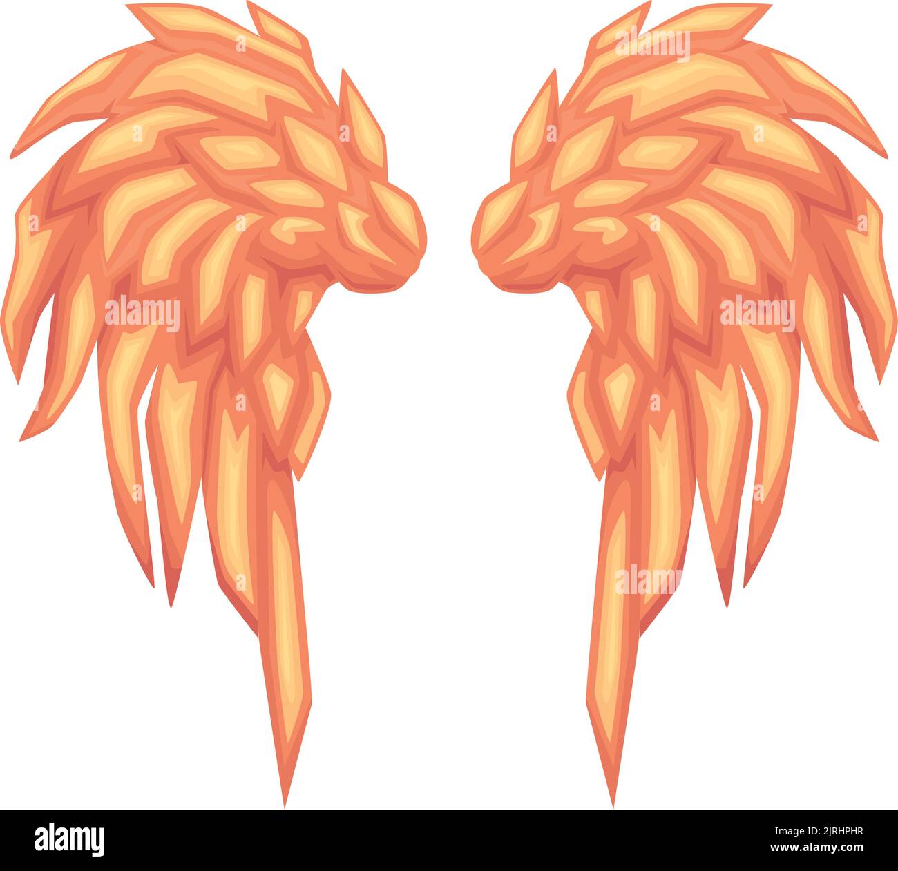 Mythical wings. Cartoon angel symbol. Pegasus feathers isolated on ...