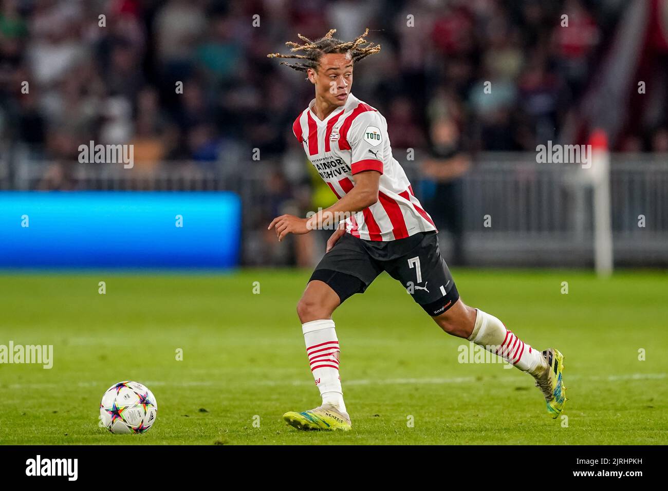EINDHOVEN, NETHERLANDS - AUGUST 24: Xavi Simons of PSV during the UEFA ...