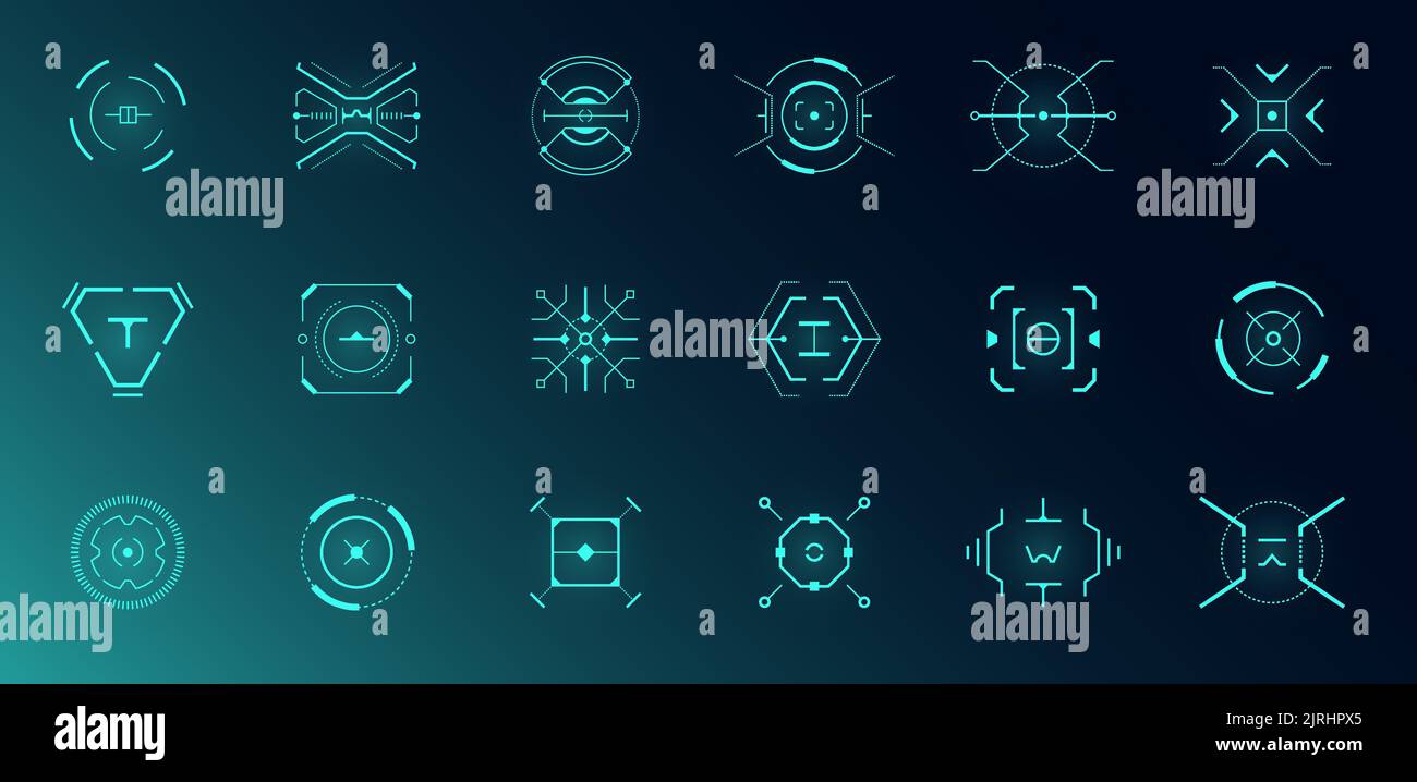 HUD aim control target system set. GUI and FUI interface. Futuristic ...