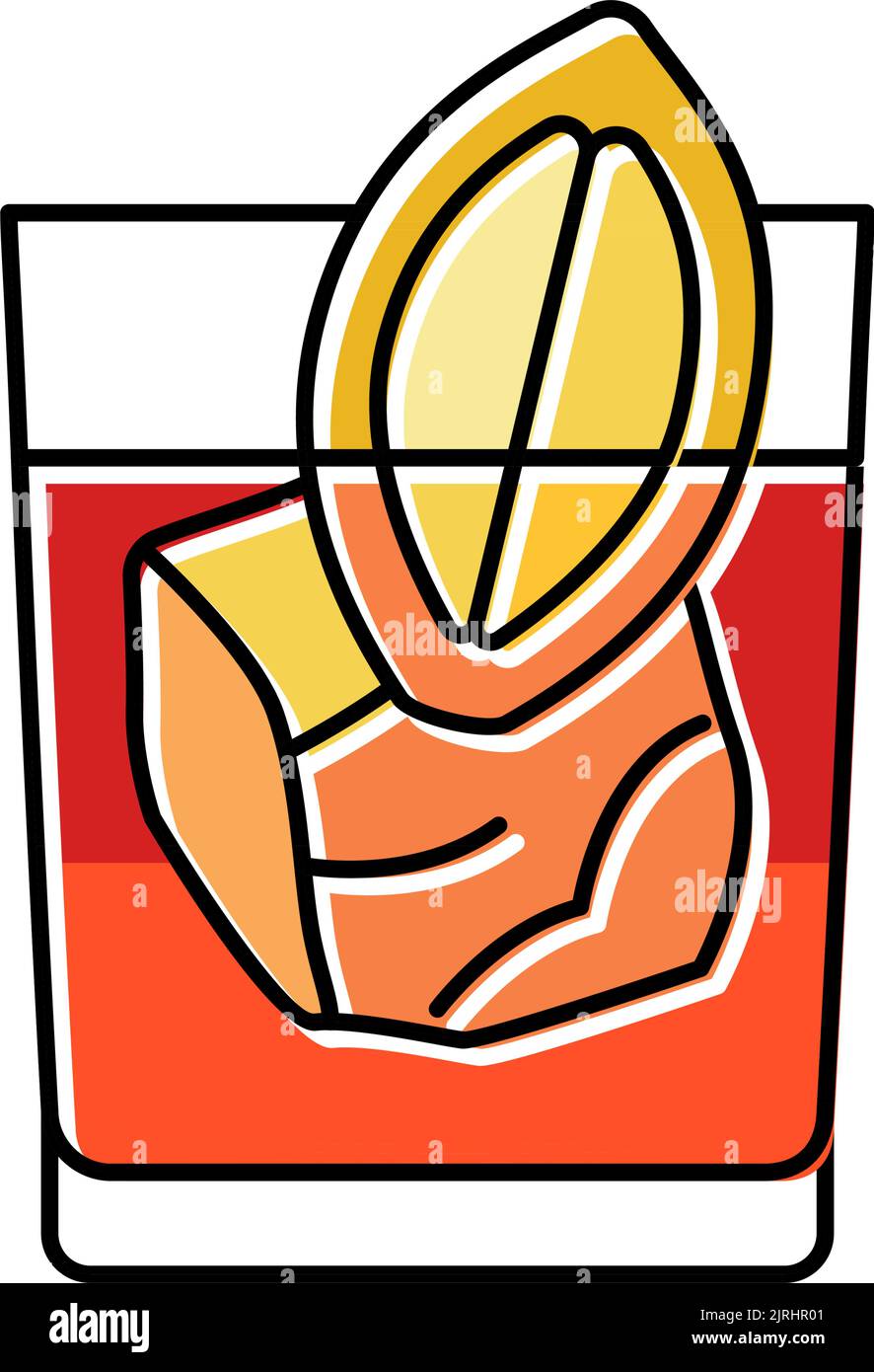 negroni cocktail glass drink color icon vector illustration Stock ...