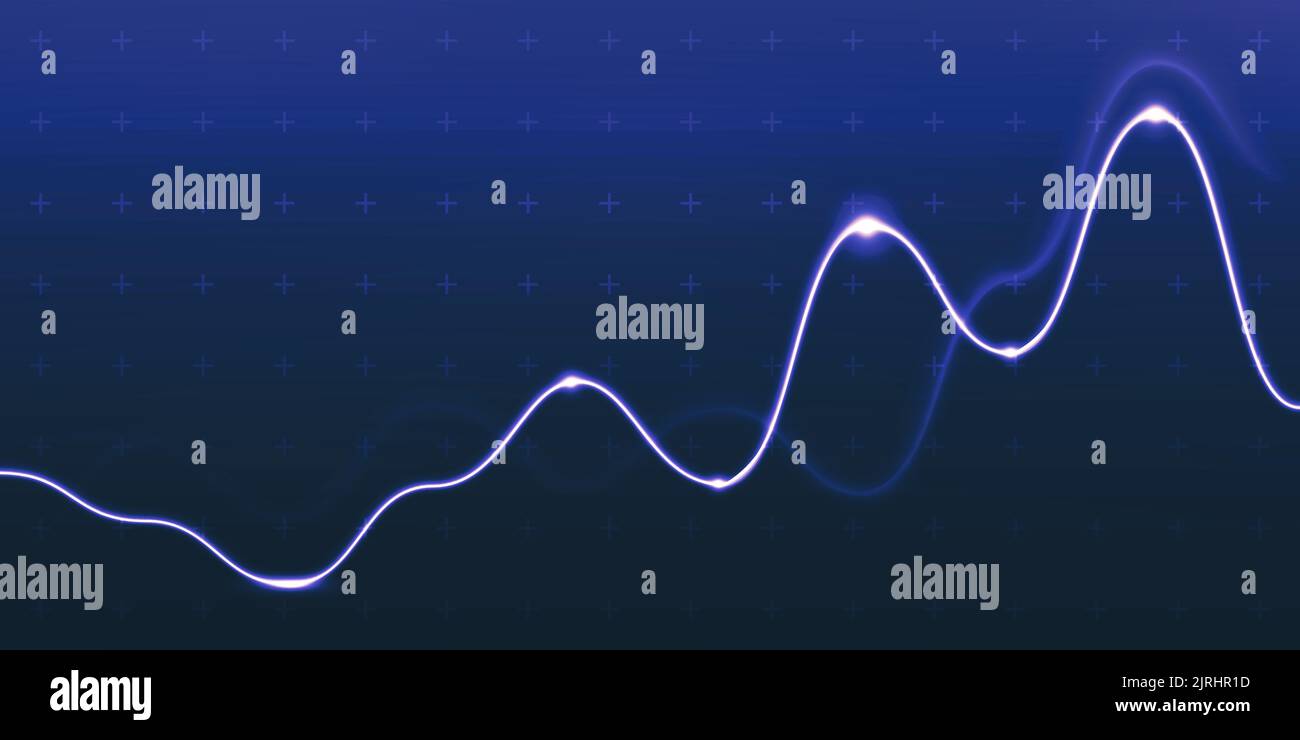 Data analysis graph light chart line on blue background. Vector ...