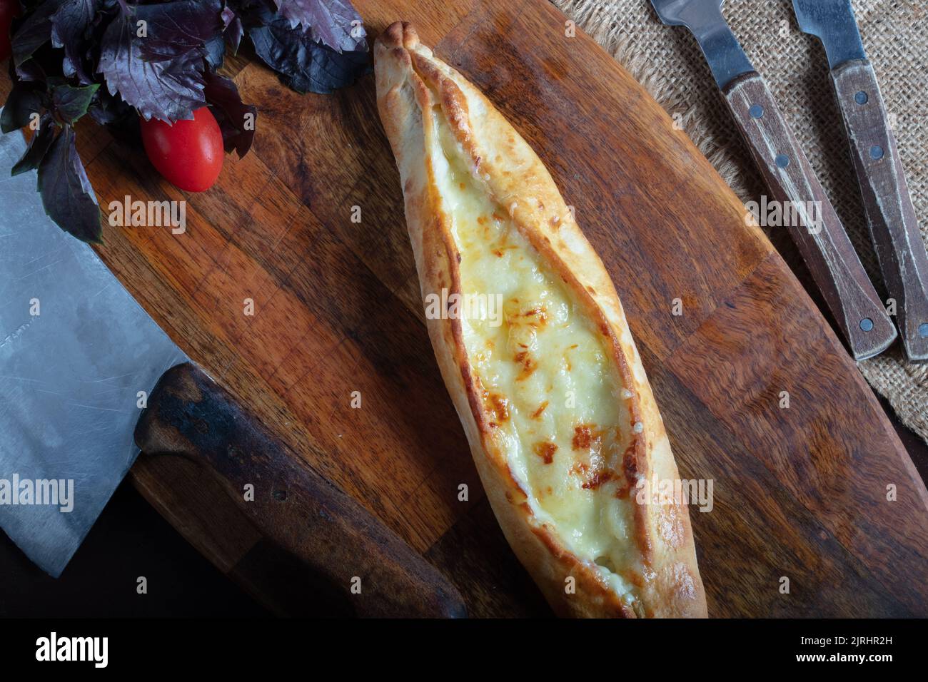Turkish pide with cheese - Kasarli pide Stock Photo - Alamy