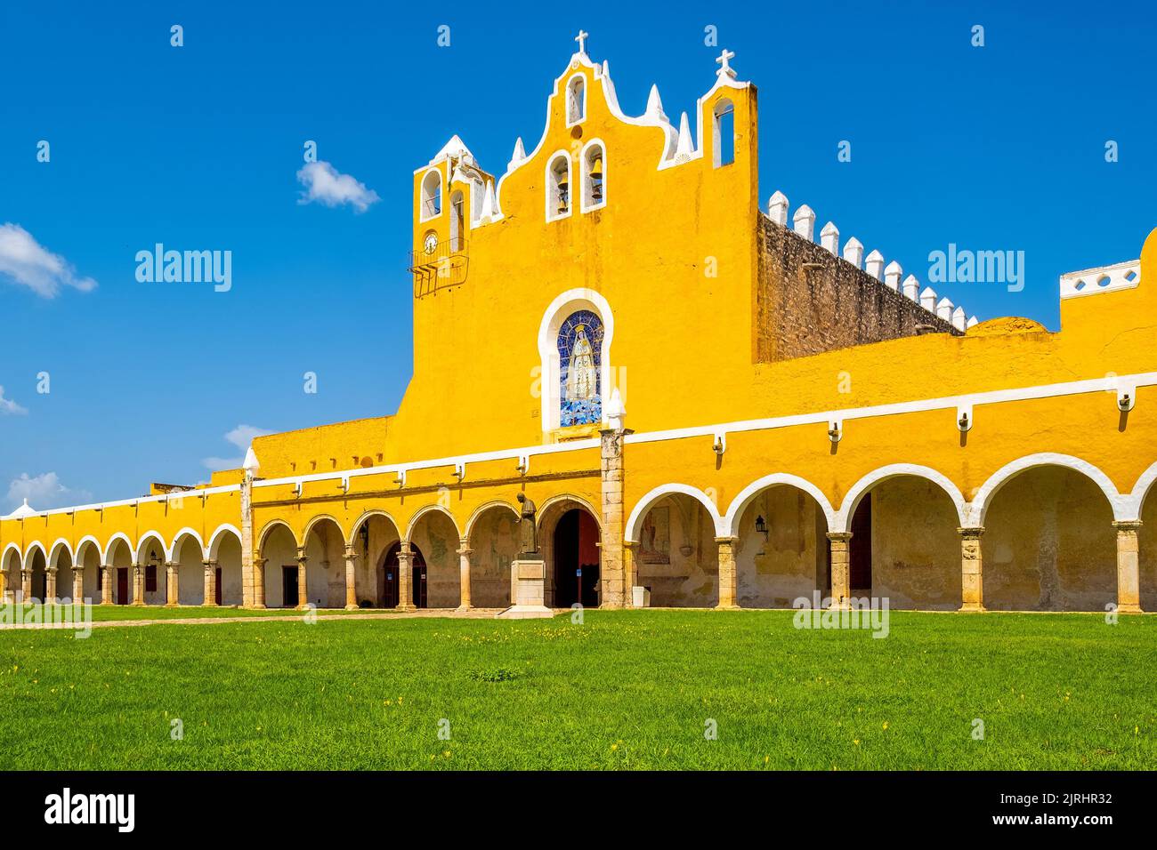 The San Antonio franciscan monastery at the yellow city of Izamal in ...