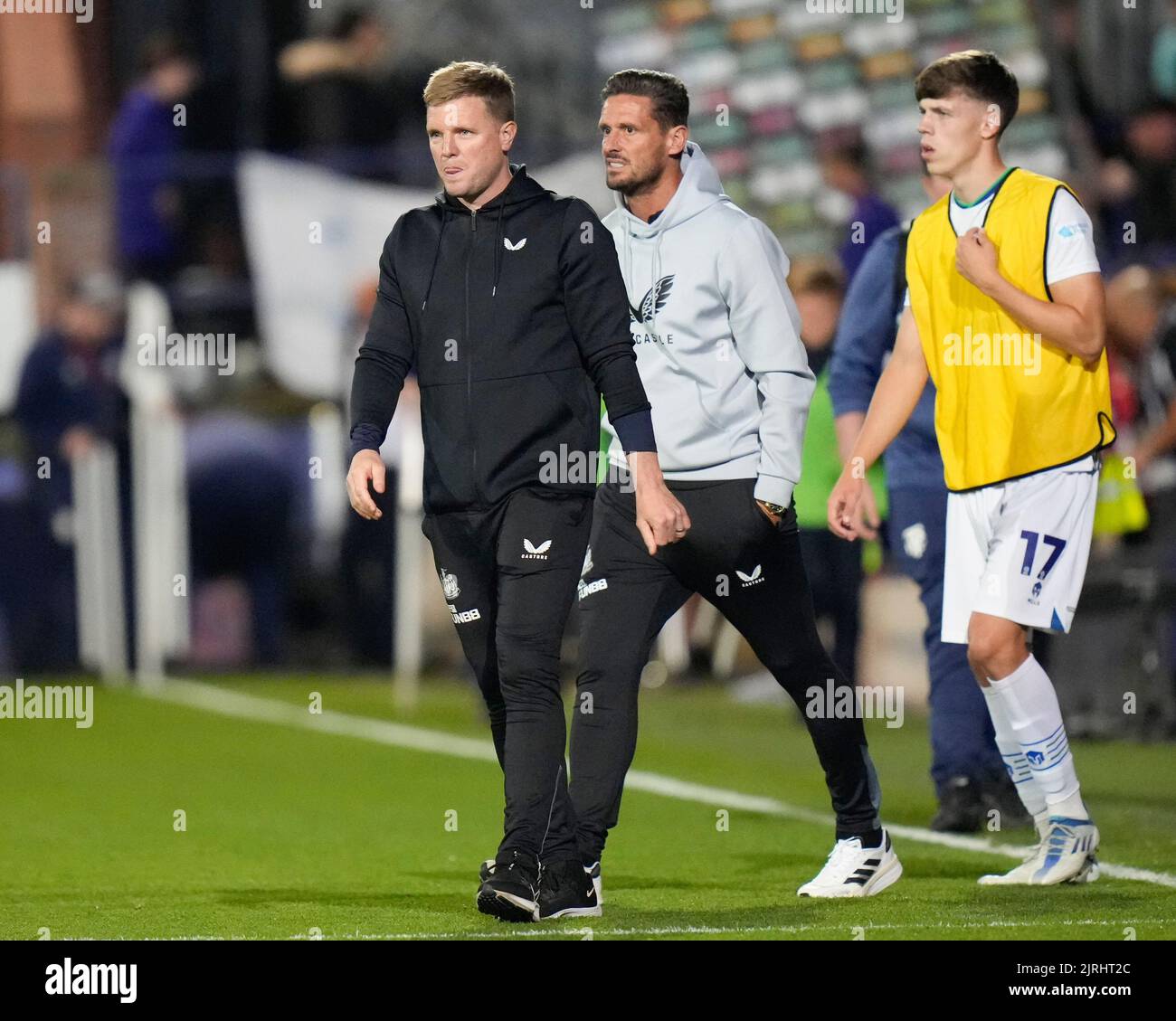 Eddie Howe manger of Newcastle United and his assistant Jason Tisdale ...