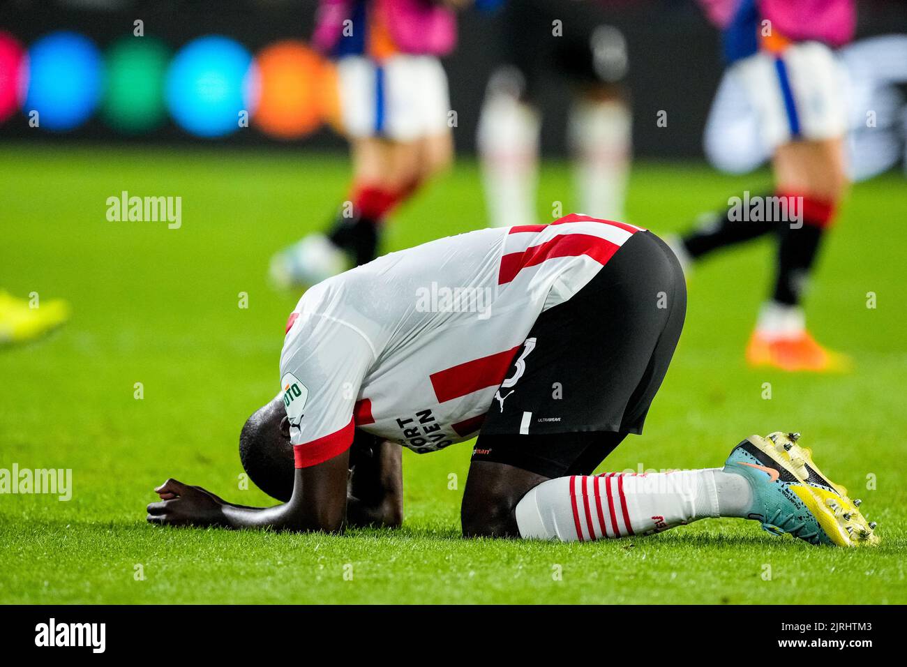 EINDHOVEN, NETHERLANDS - AUGUST 24: Jordan Teze of PSV looks dejected ...
