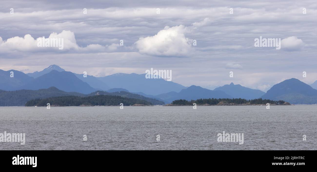 Howe Sound, Islands and Canadian Mountain Landscape Background Stock ...