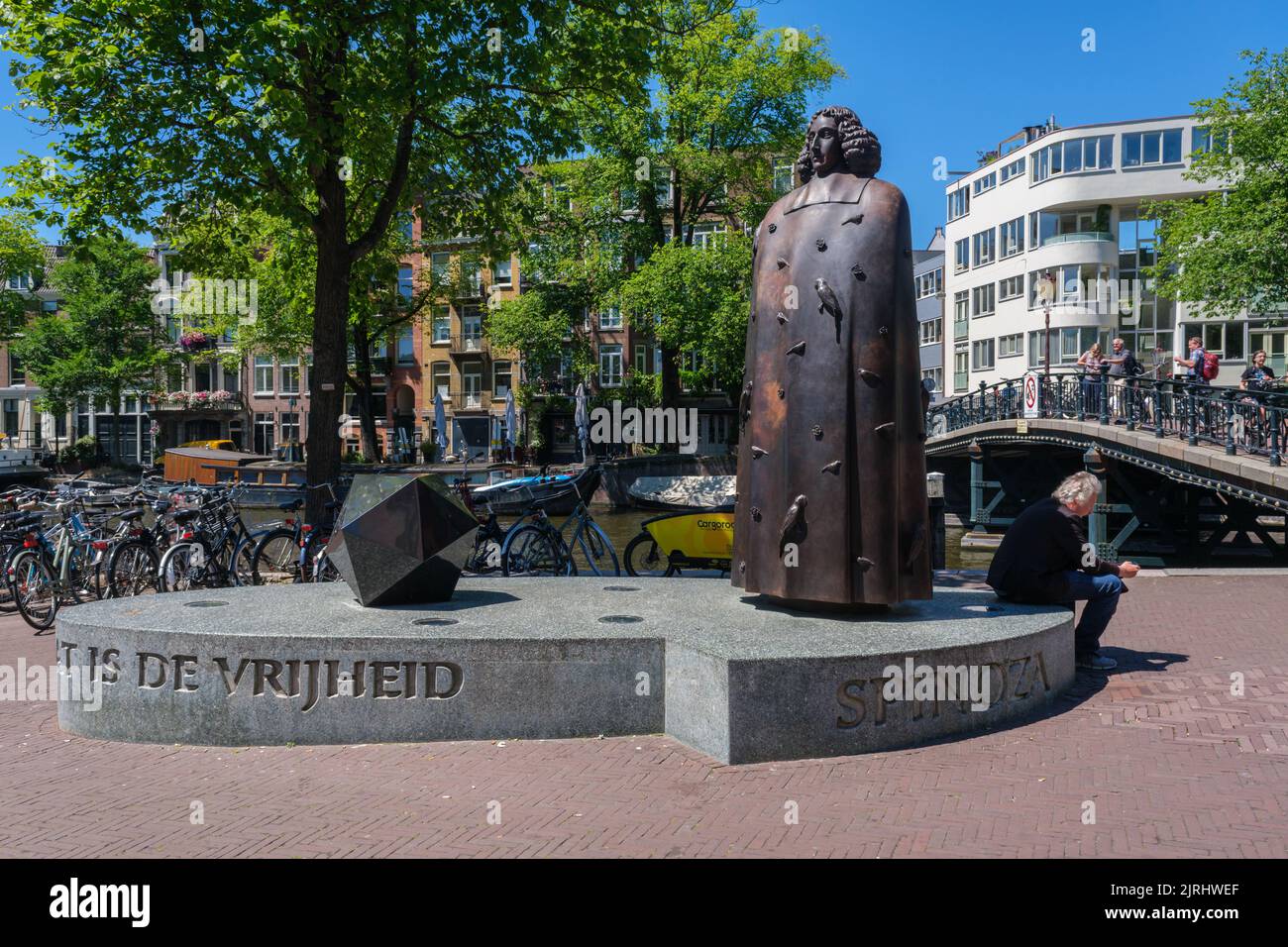 Amsterdam, Netherlands - 22 June 2022: Baruch de Spinoza statue by ...