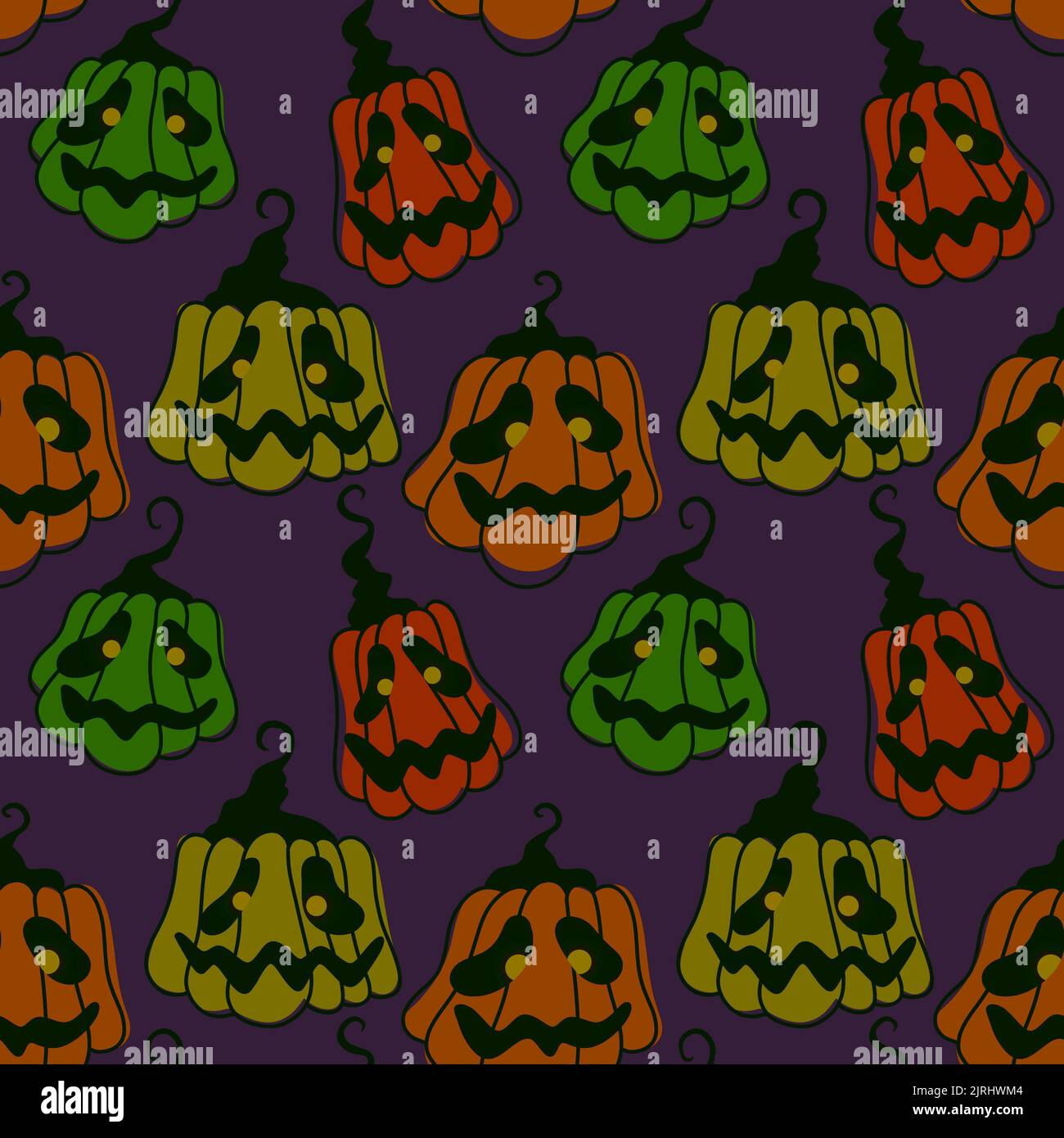 Halloween seamless pumpkins and witch hat and ghost pattern for fabrics ...