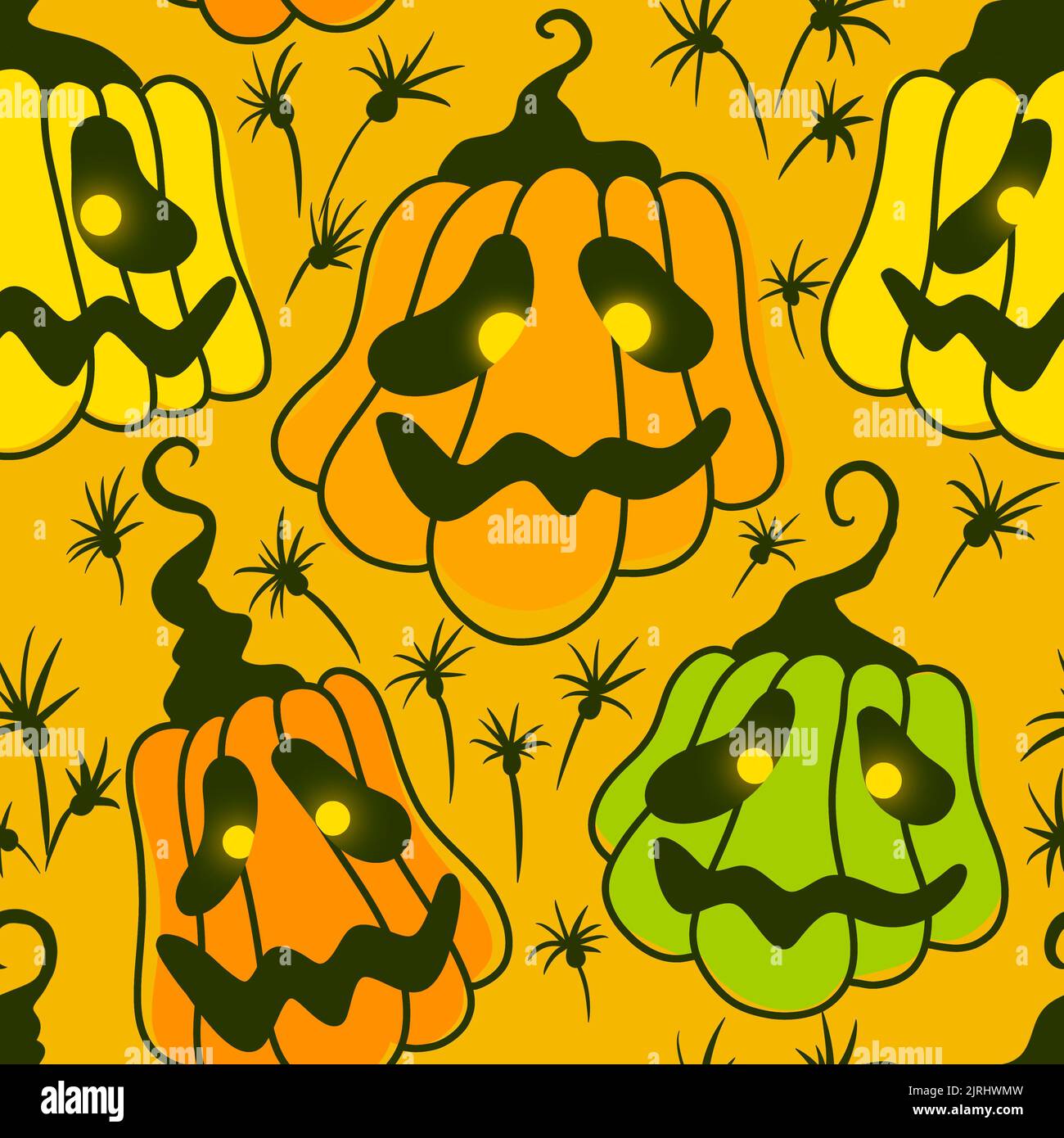 Halloween seamless pumpkins and witch hat and ghost pattern for fabrics ...