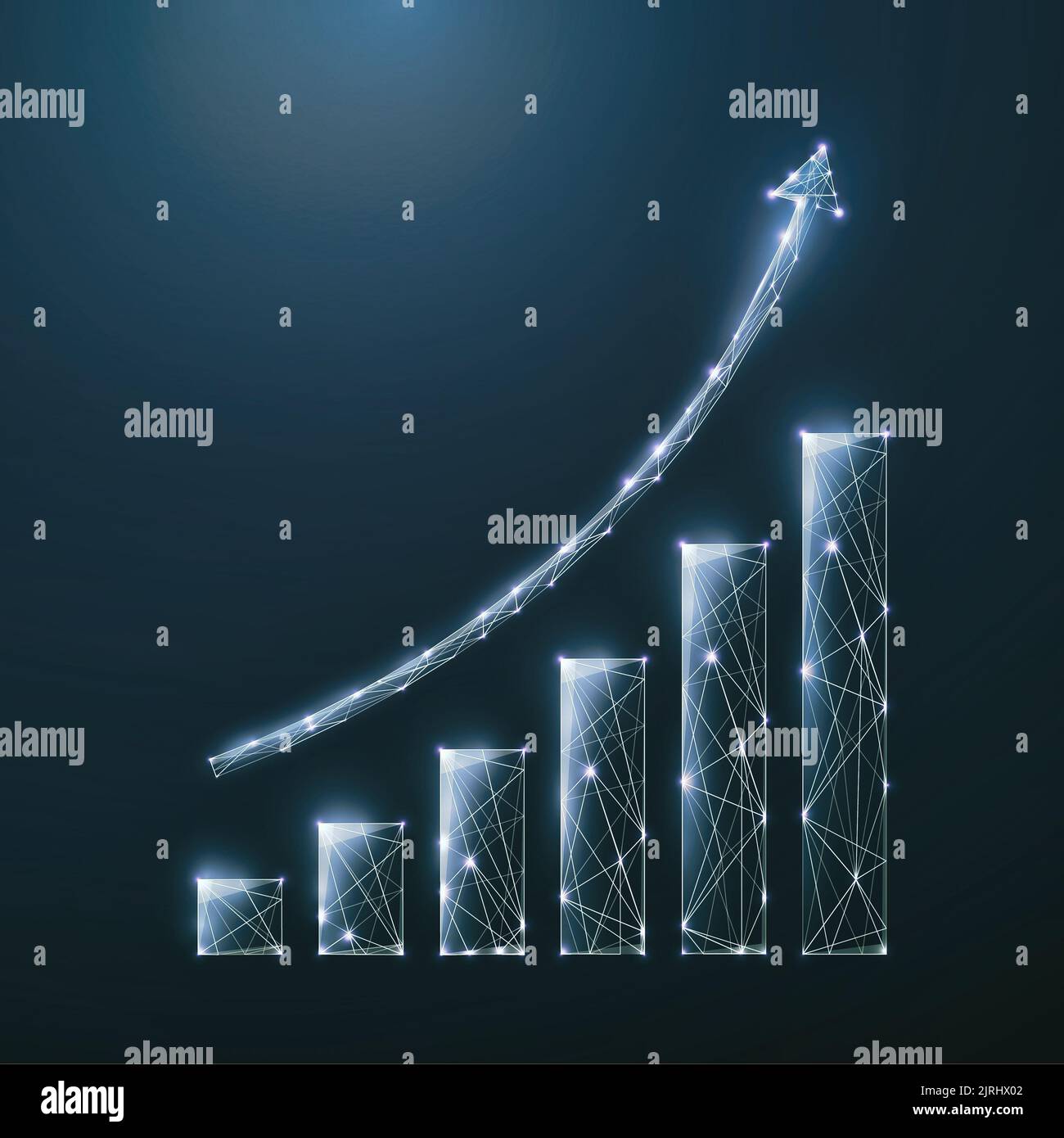 Abstract blue increasing chart. Low poly style design. Abstract ...