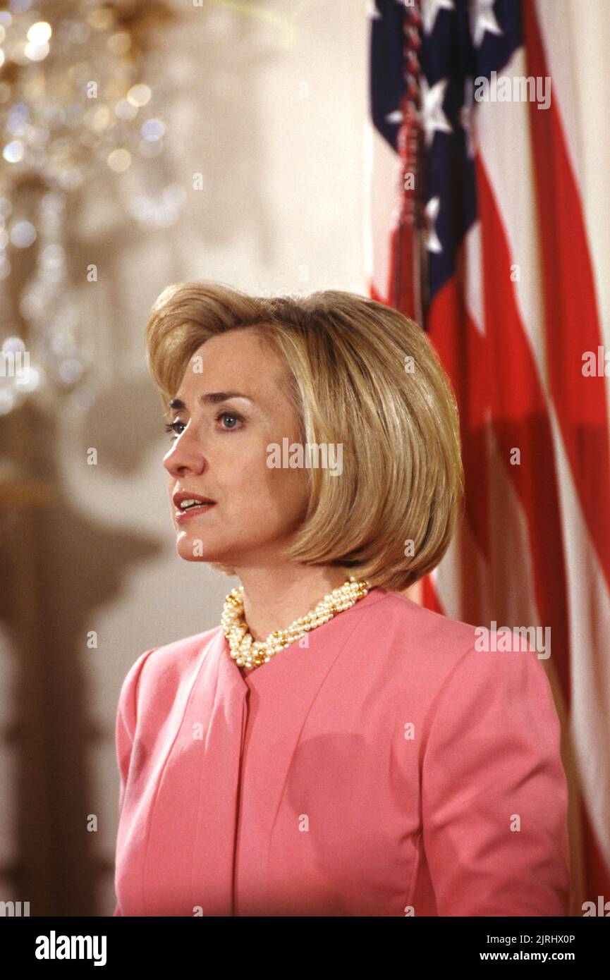 U.S. First Lady Hillary Clinton, delivers remarks during a one-day ...