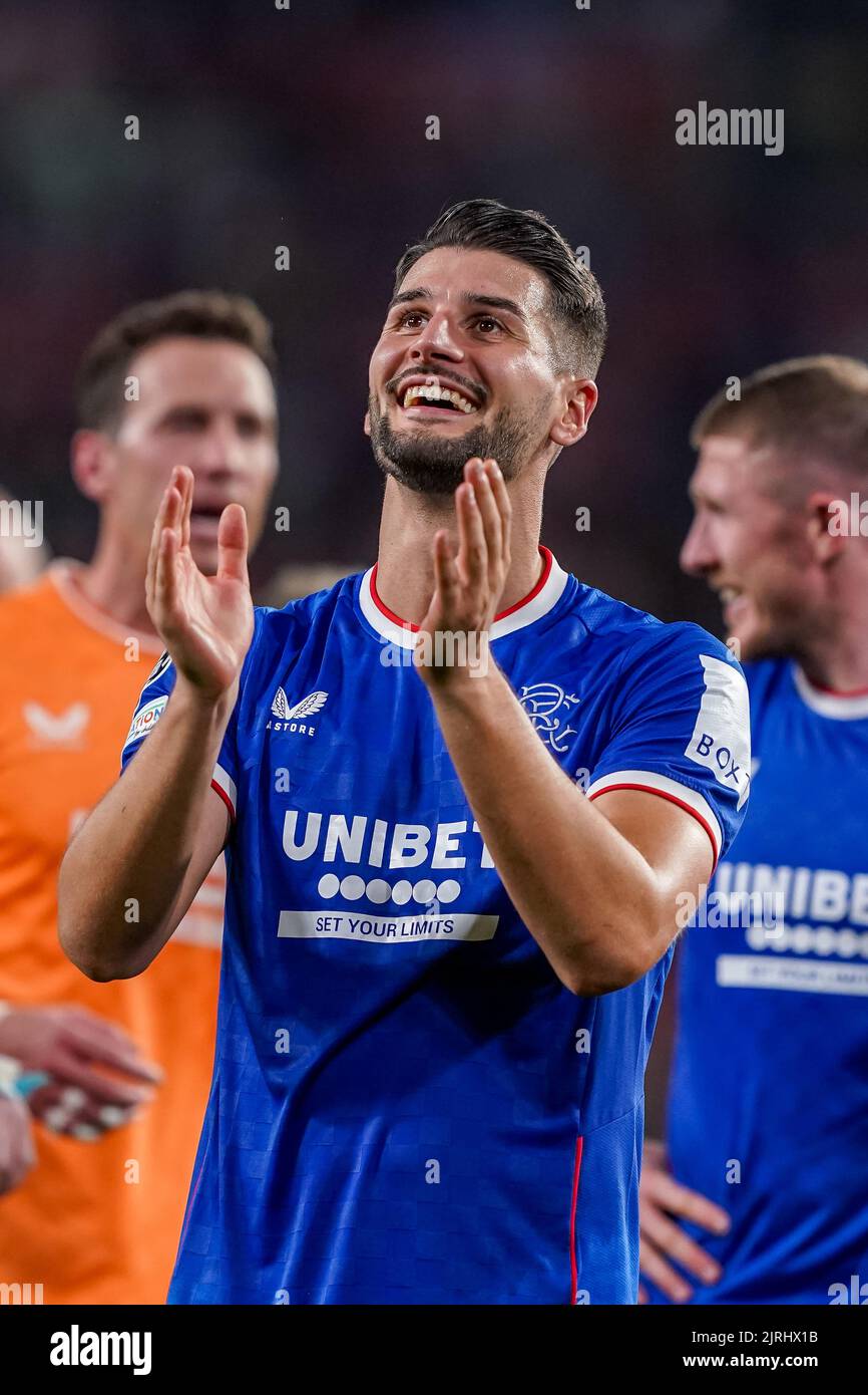 EINDHOVEN, NETHERLANDS - AUGUST 24: Antonio Colak of Rangers celebrate ...