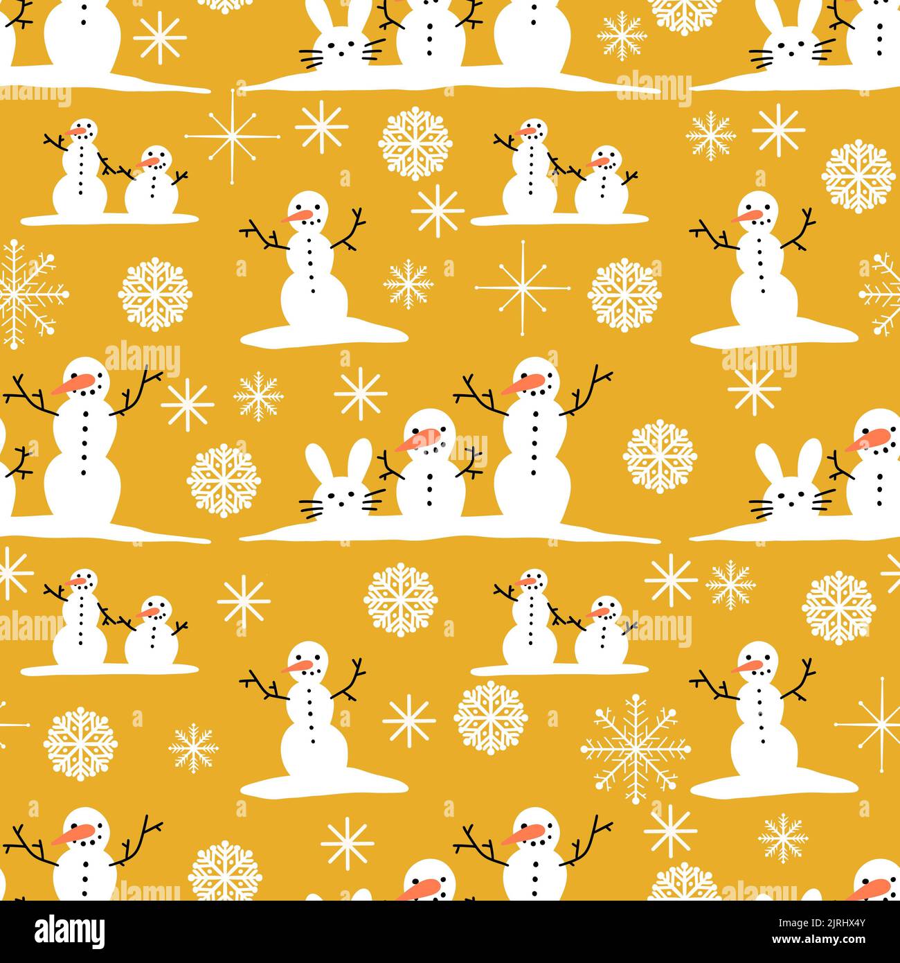 Winter seamless snowman and snowflakes pattern for Christmas wrapping ...